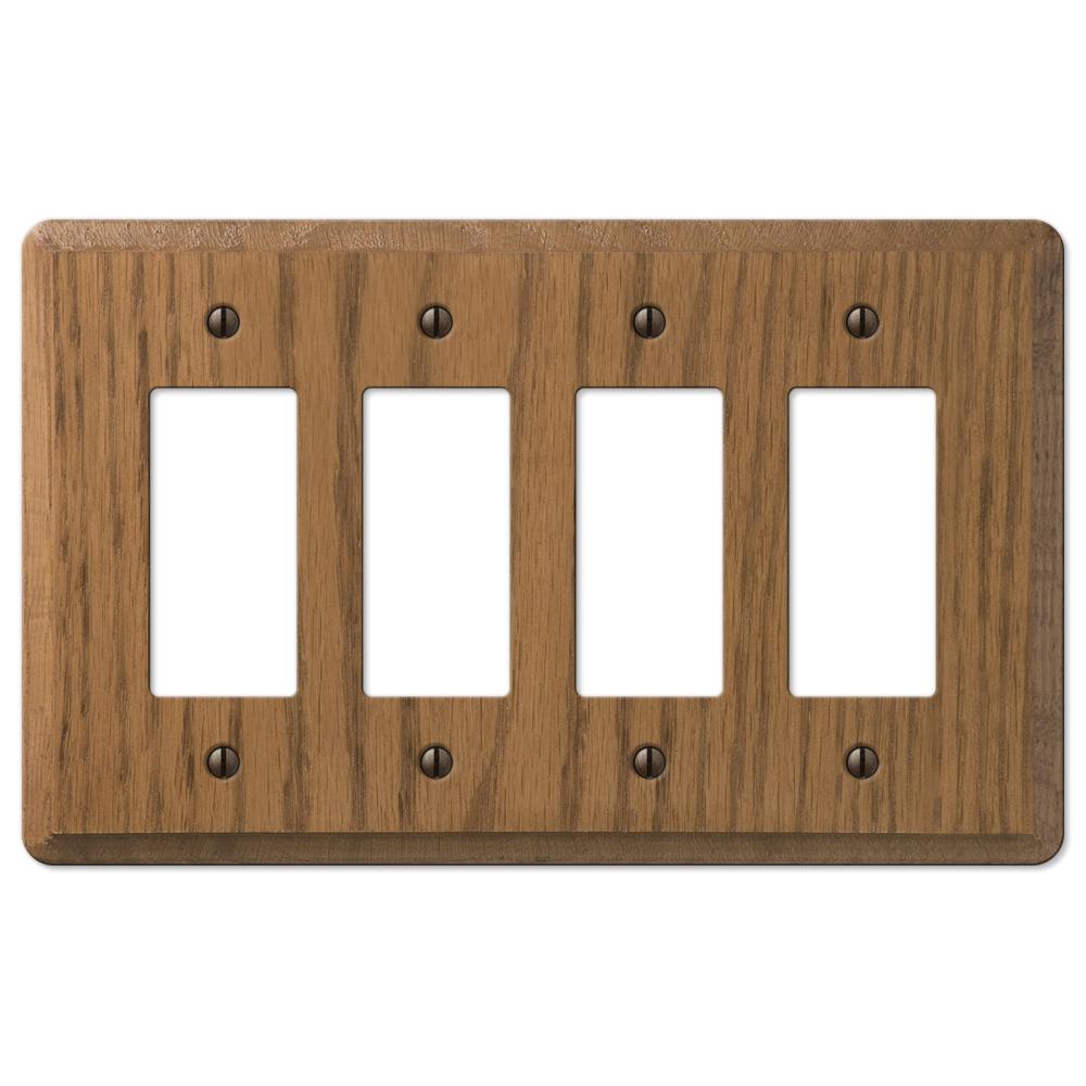 AMERELLE Contemporary 4 Gang Rocker Wood Wall Plate - Medium Oak-901R4 ...