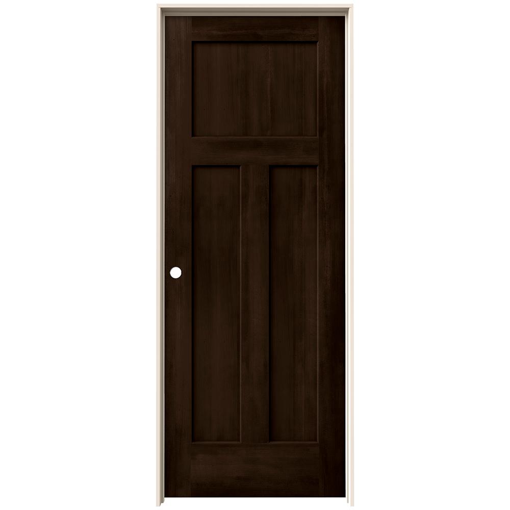 JELD-WEN 24 in. x 80 in. Craftsman Espresso Stain Right-Hand Solid Core ...