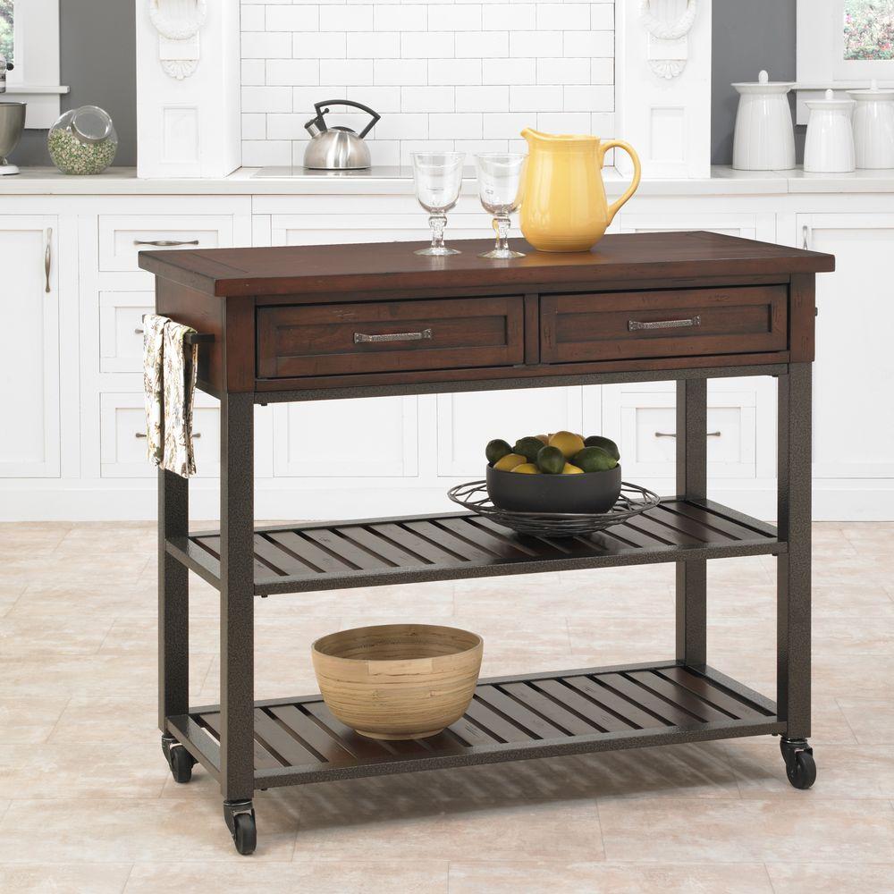Cabin Creek Chestnut Kitchen Cart With Storage 5411 952 The Home Depot Cabin Creek Chestnut Kitchen Cart With Storage 5411 952 The Home Depot