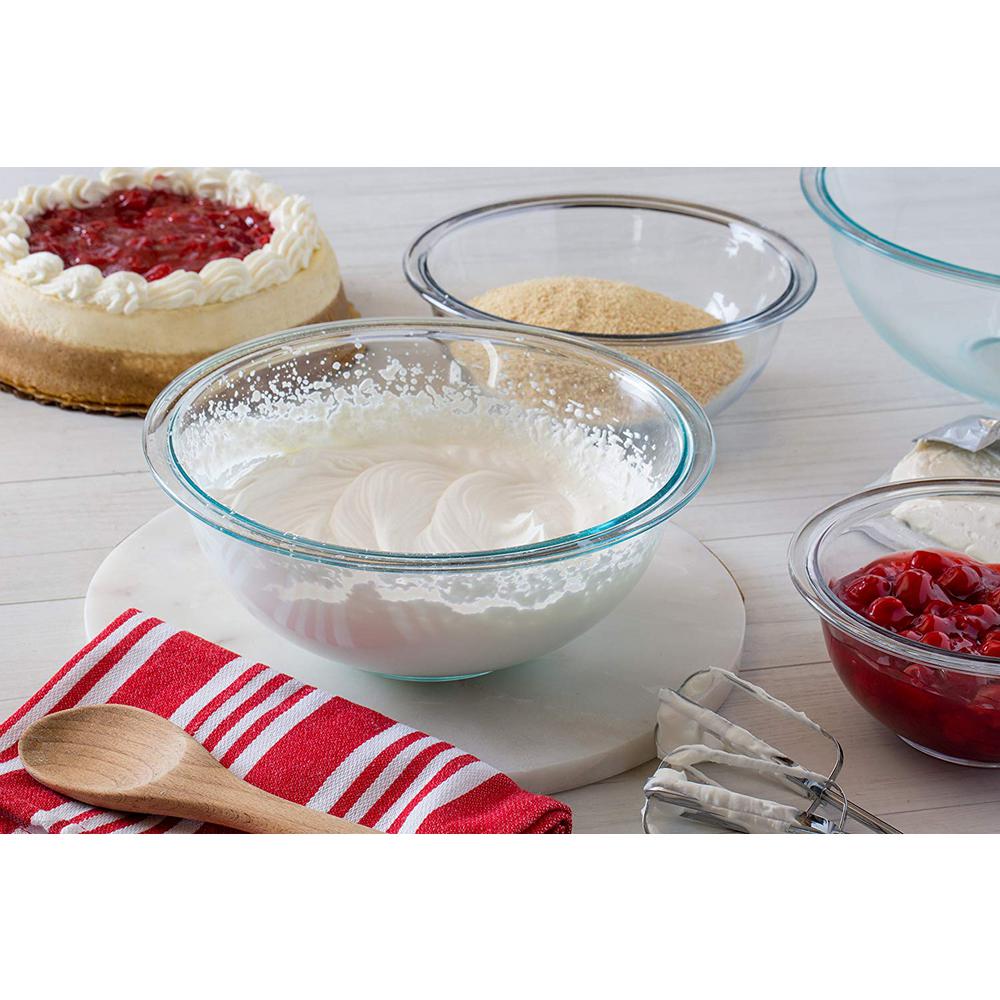 Pyrex Smart Essentials 6-Piece Glass Mixing Bowl Set with Assorted ...