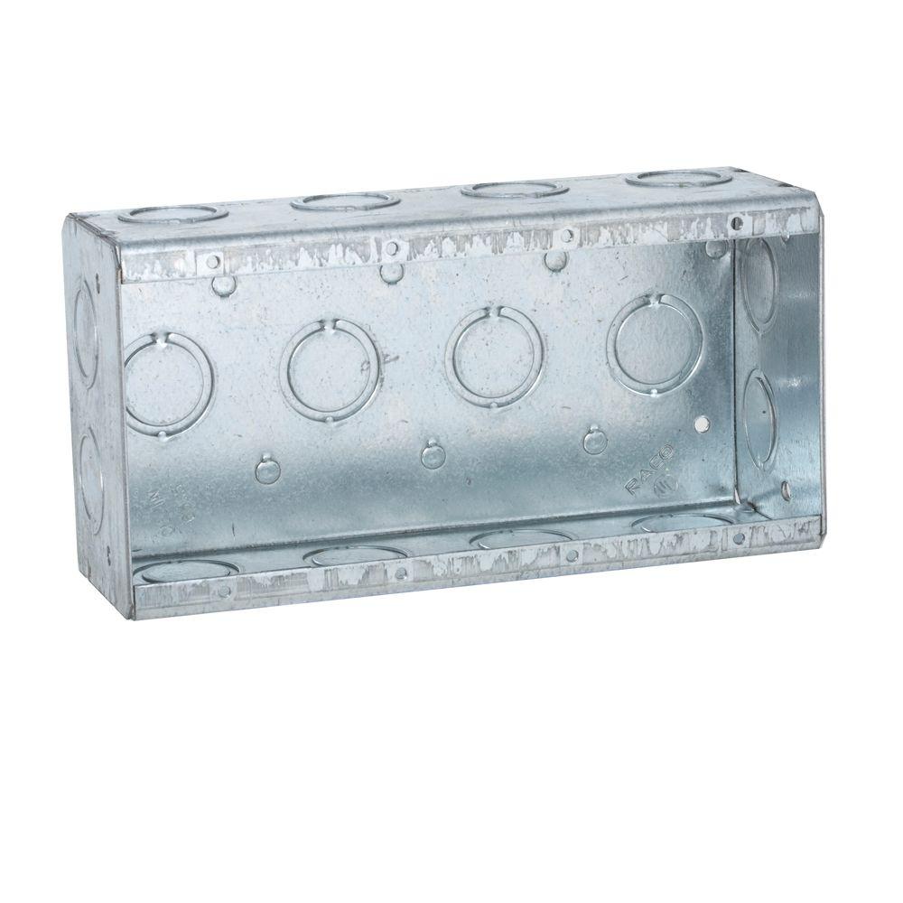 RACO 4-Gang Masonry Box, 2-1/2 in. Deep with 1/2 and 3/4 in Concentric ...