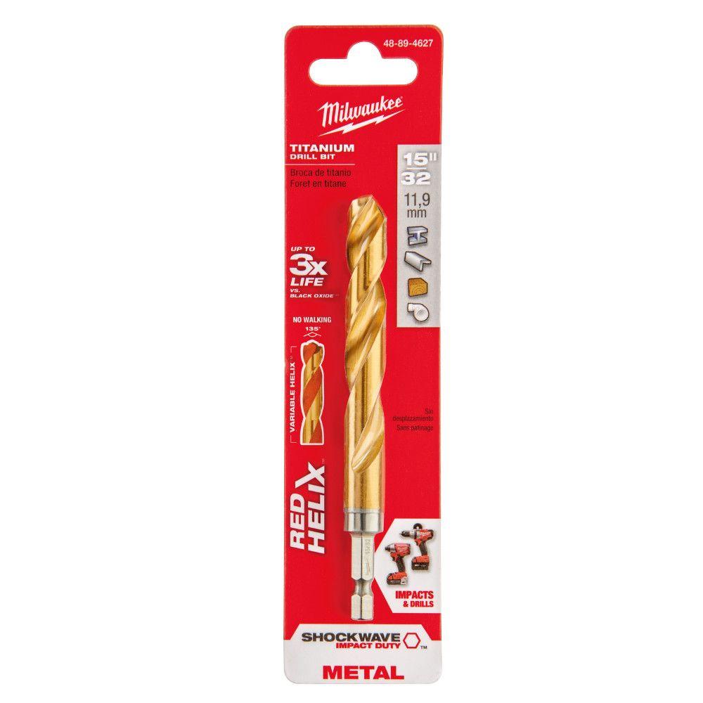 Milwaukee Shockwave 15/32 in. Titanium Drill Bit-48-89-4627 - The Home ...