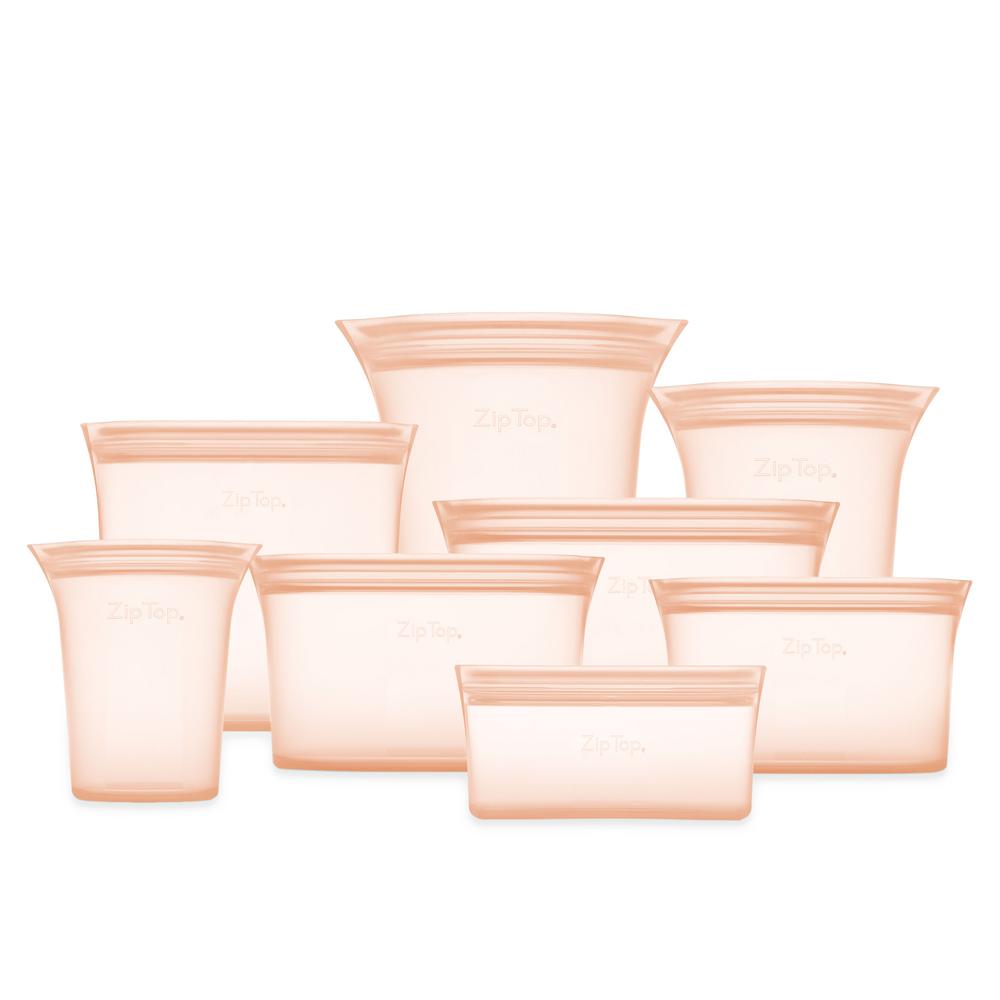 Zip Top Reusable Silicone 8-Piece Set - 3-Sizes of Cups, 3-Sizes of ...