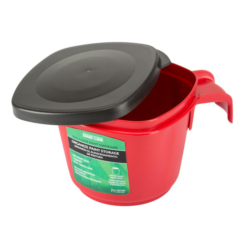 Shur-Line Seal and Save 1 qt. Red Paint Container Pail with Handle and ...