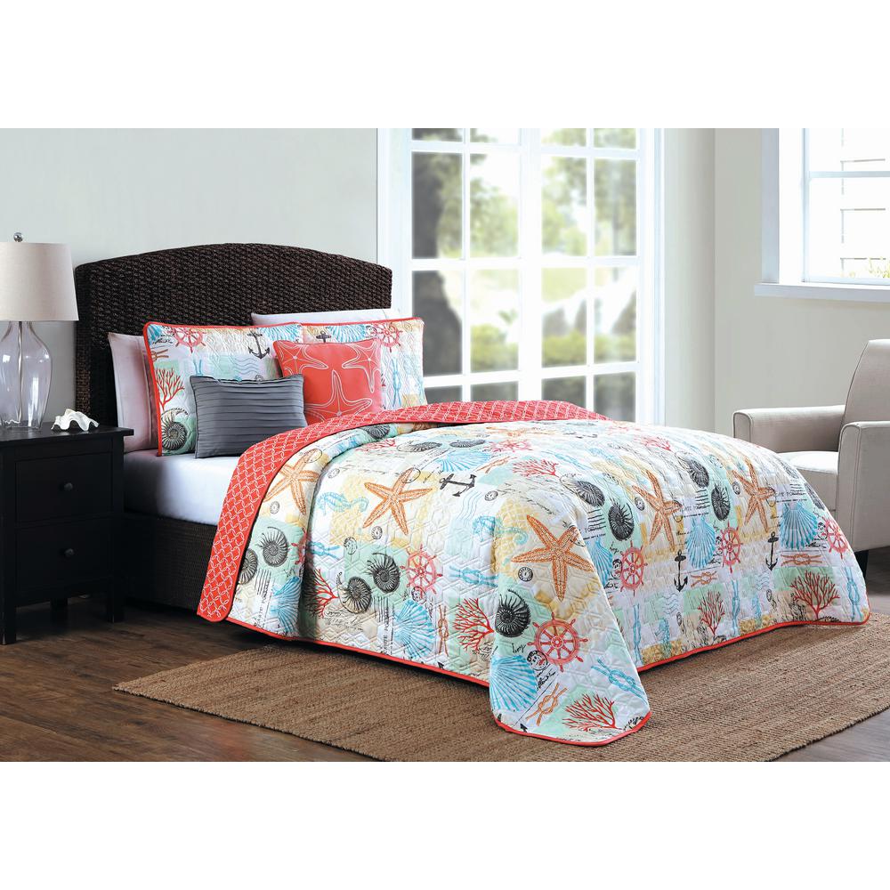 Belize 5-Piece Coral King Quilt Set-BEL5QTKINGGHCO - The Home Depot