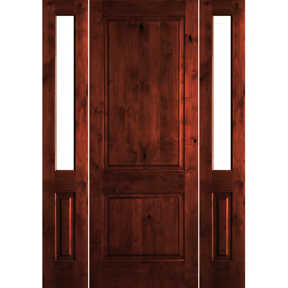 Krosswood Doors 58 in. x 80 in. Rustic Knotty Alder Square Red Chestnut ...