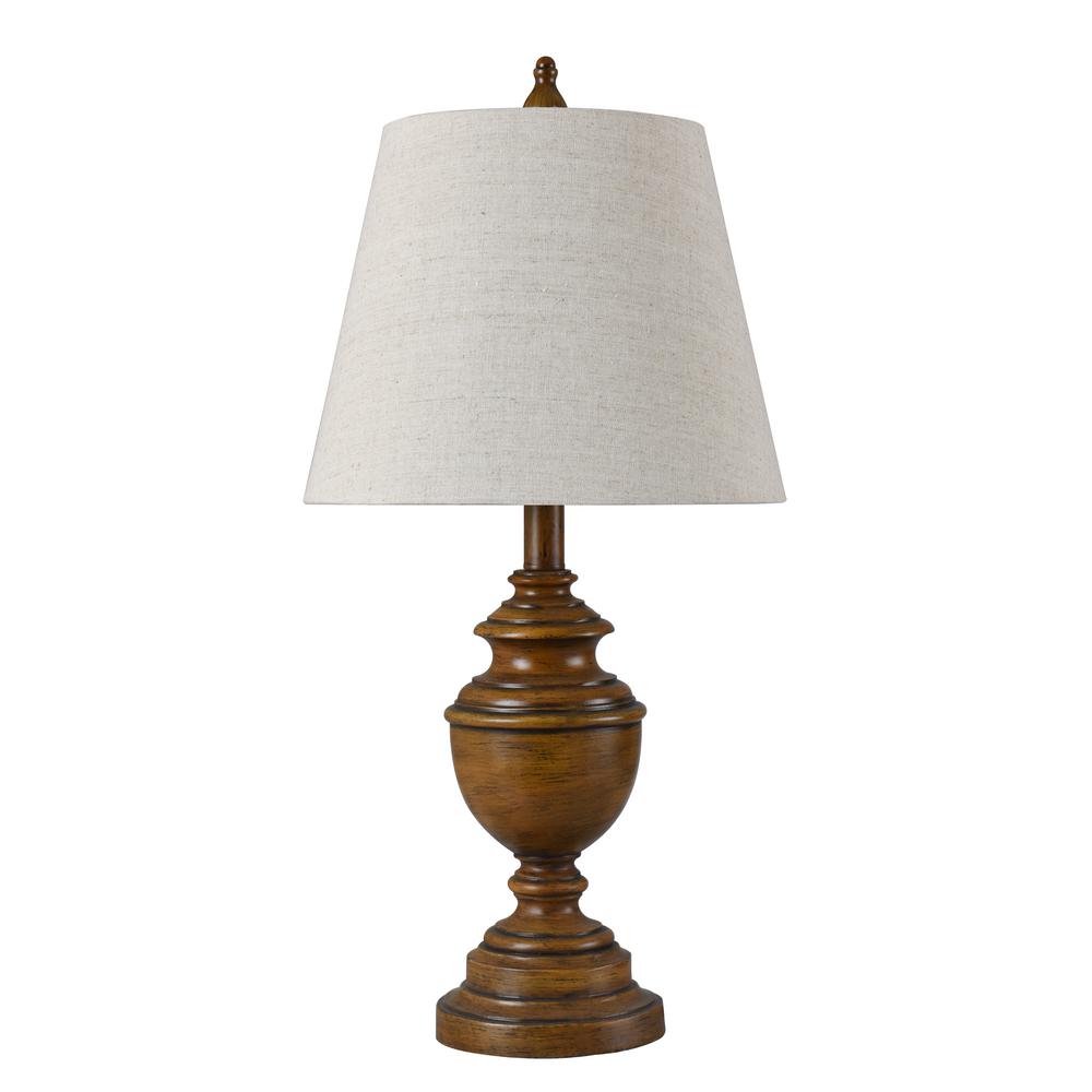 StyleCraft 24 in. French Oak Table Lamp with Heathered Light Beige ...