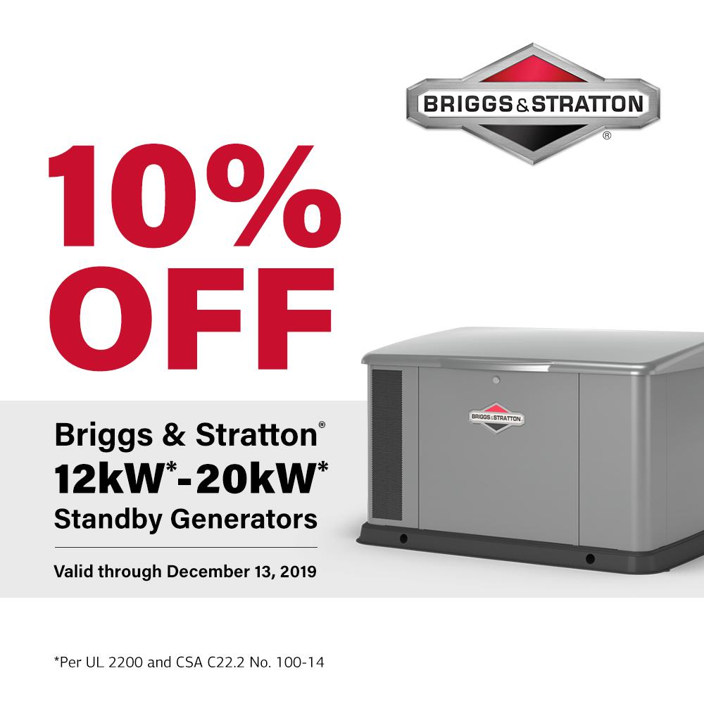 Briggs & Stratton 20,000-Watt Automatic Air Cooled Standby Generator with Dual 200 Amp Whole ...