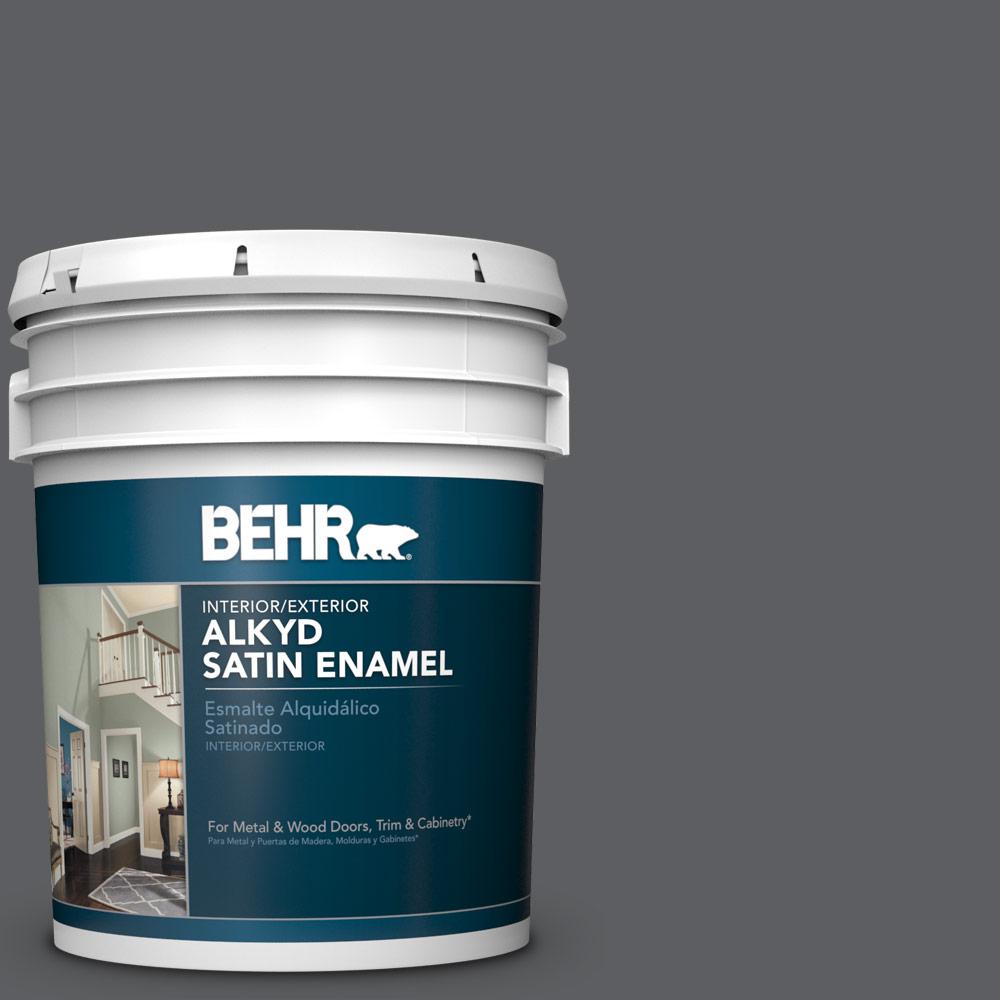 BEHR 5 gal. #N500-6 Graphic Charcoal Satin Enamel Alkyd Interior ... BEHR 5 gal. #N500-6 Graphic Charcoal Satin Enamel Alkyd Interior ...