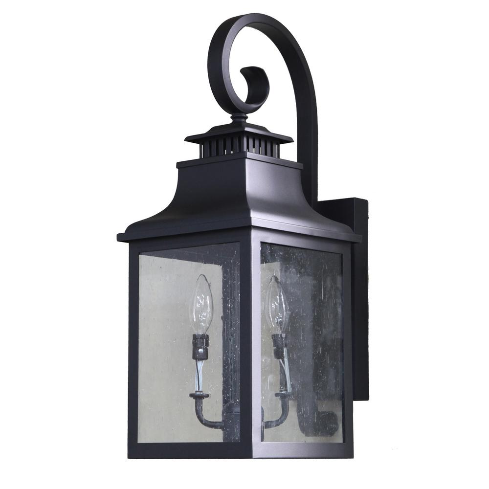 Morgan 2-Light Black Outdoor Wall Lantern Sconce-ELW2283BL - The Home Depot