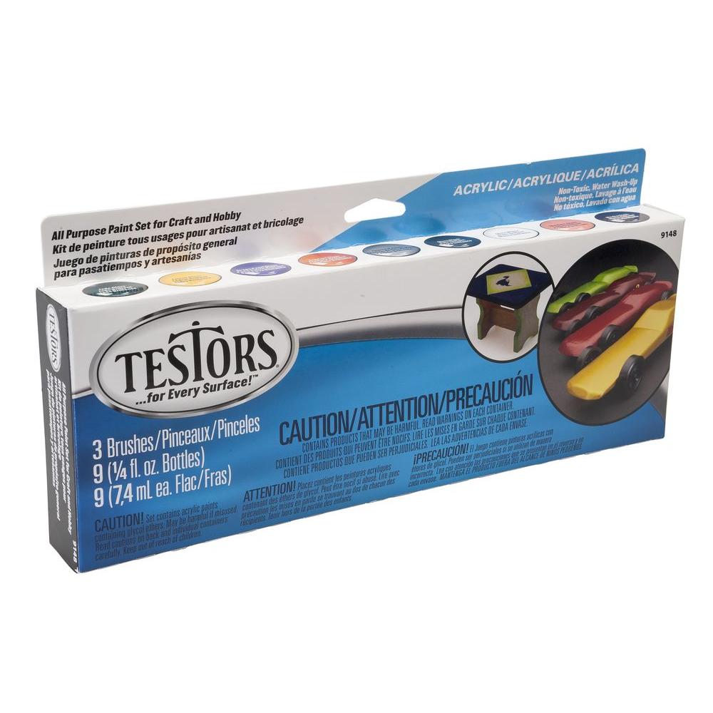 Testors 0.25 oz. 9-Color Acrylic Craft and Hobby Paint Set (6-Pack ...