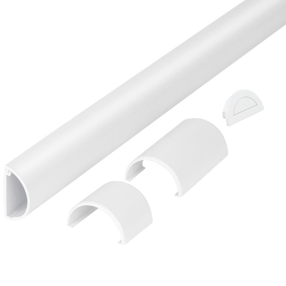Commercial Electric 5 ft. 1/2 Round Baseboard Cord Channel, White-A50 ...