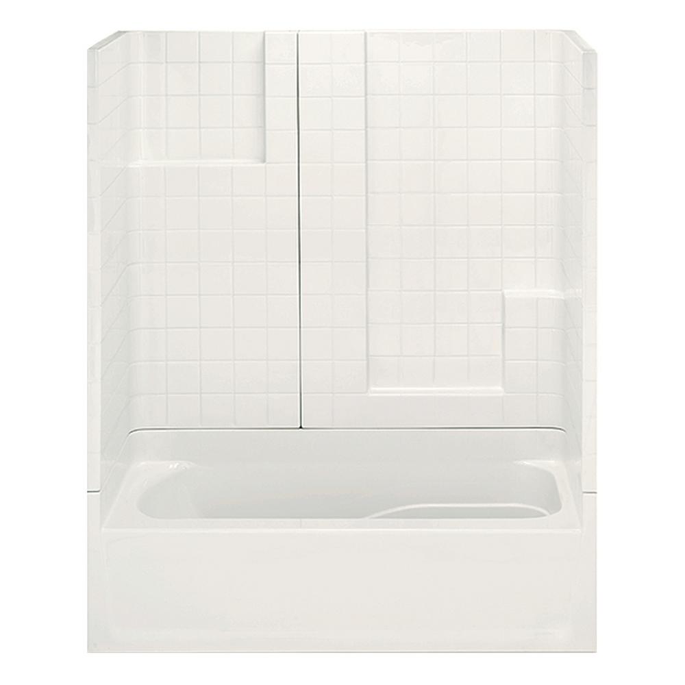 Aquatic Remodeline Smooth Tile 60 in. x 30 in. x 72 in. 3-Piece Bath ...