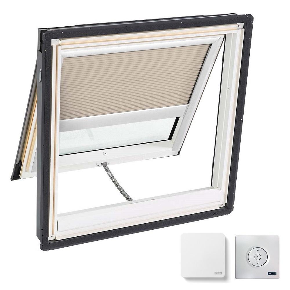 VELUX 21 in. x 26-7/8 in. Solar Powered Venting Deck-Mount Skylight w/ Laminated Low-E3 Glass ...