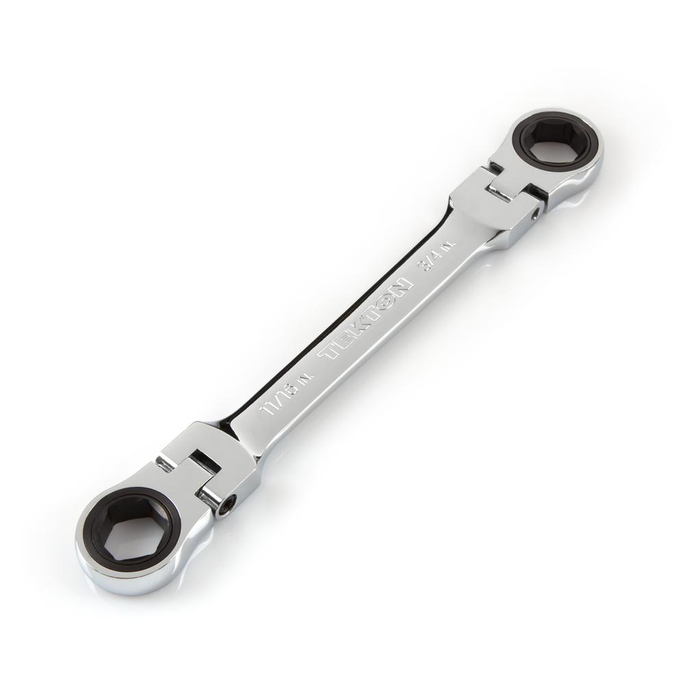 TEKTON 11/16 in. x 3/4 in. Flex-Head Ratcheting Box End Wrench-WRN76009 ...