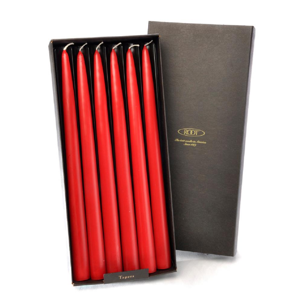 ROOT CANDLES 12 in. Dipped Taper Red Dinner Candle (Box of 12) 7268 ...