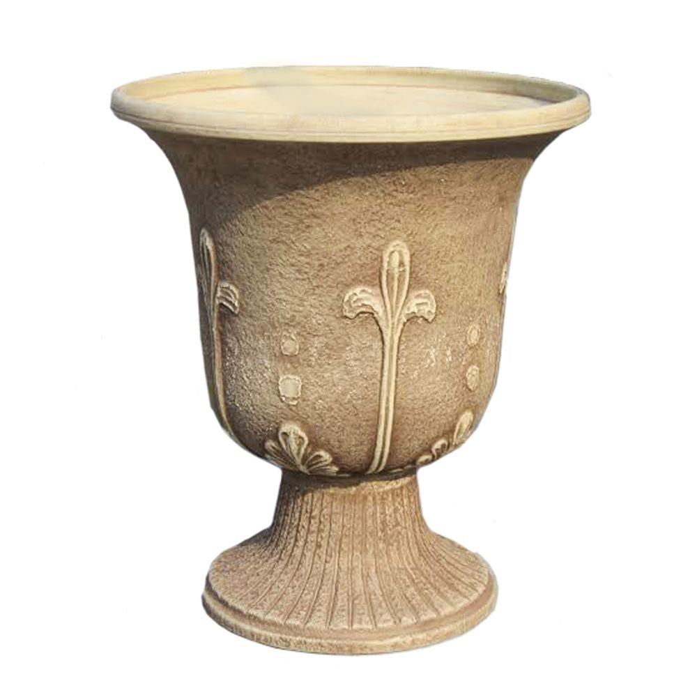 Modena 18 in. Tall x 16 in. Wide Sandstone Fiber-Clay Urn-FM-0071 - The ...
