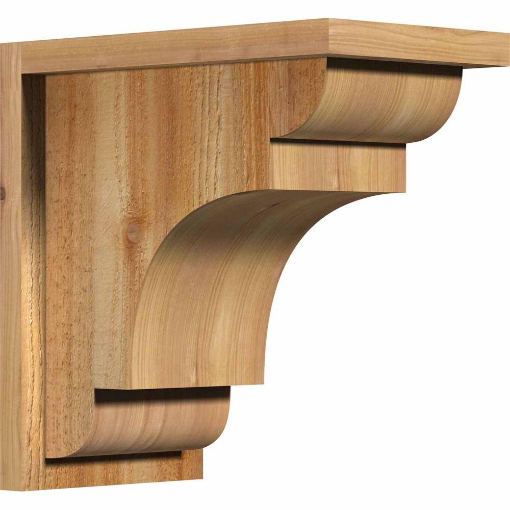 Ekena Millwork 8 in. x 14 in. x 14 in. New Brighton Rough Sawn Western Red Cedar Corbel with ...