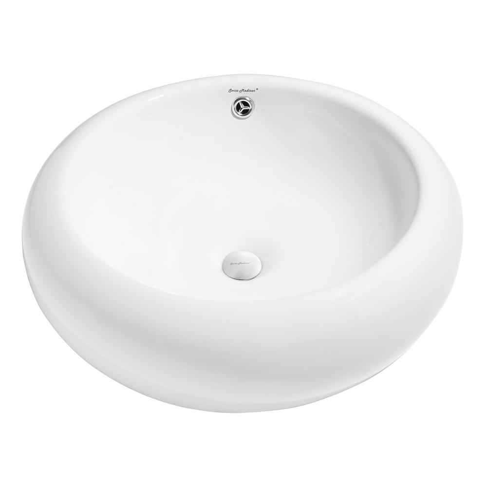 Swiss Madison Plaisir Round Vessel Sink in White-SM-VS262 - The Home Depot