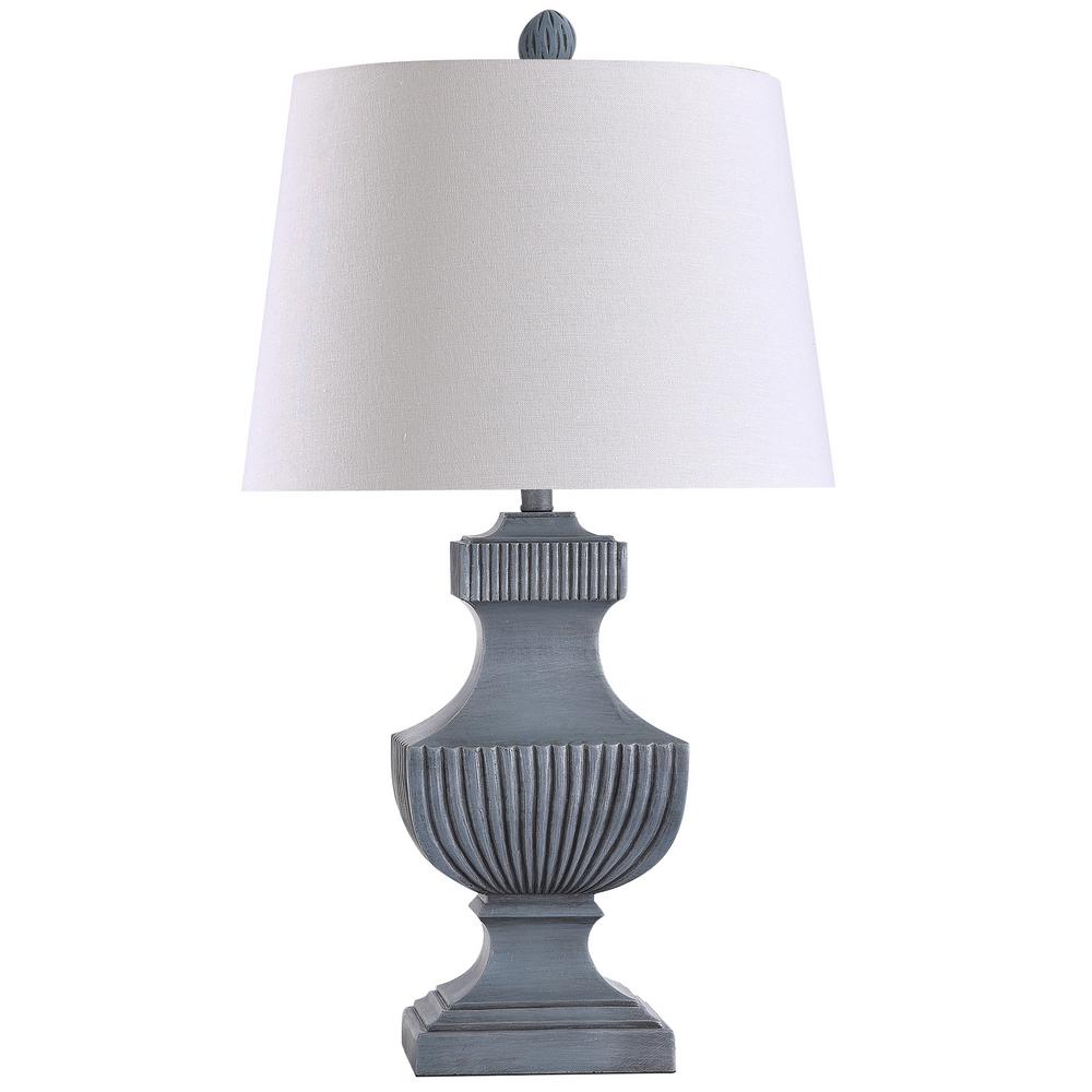 StyleCraft Askern 32.25 in. Blue-gray Table Lamp with Off-White Shade ...