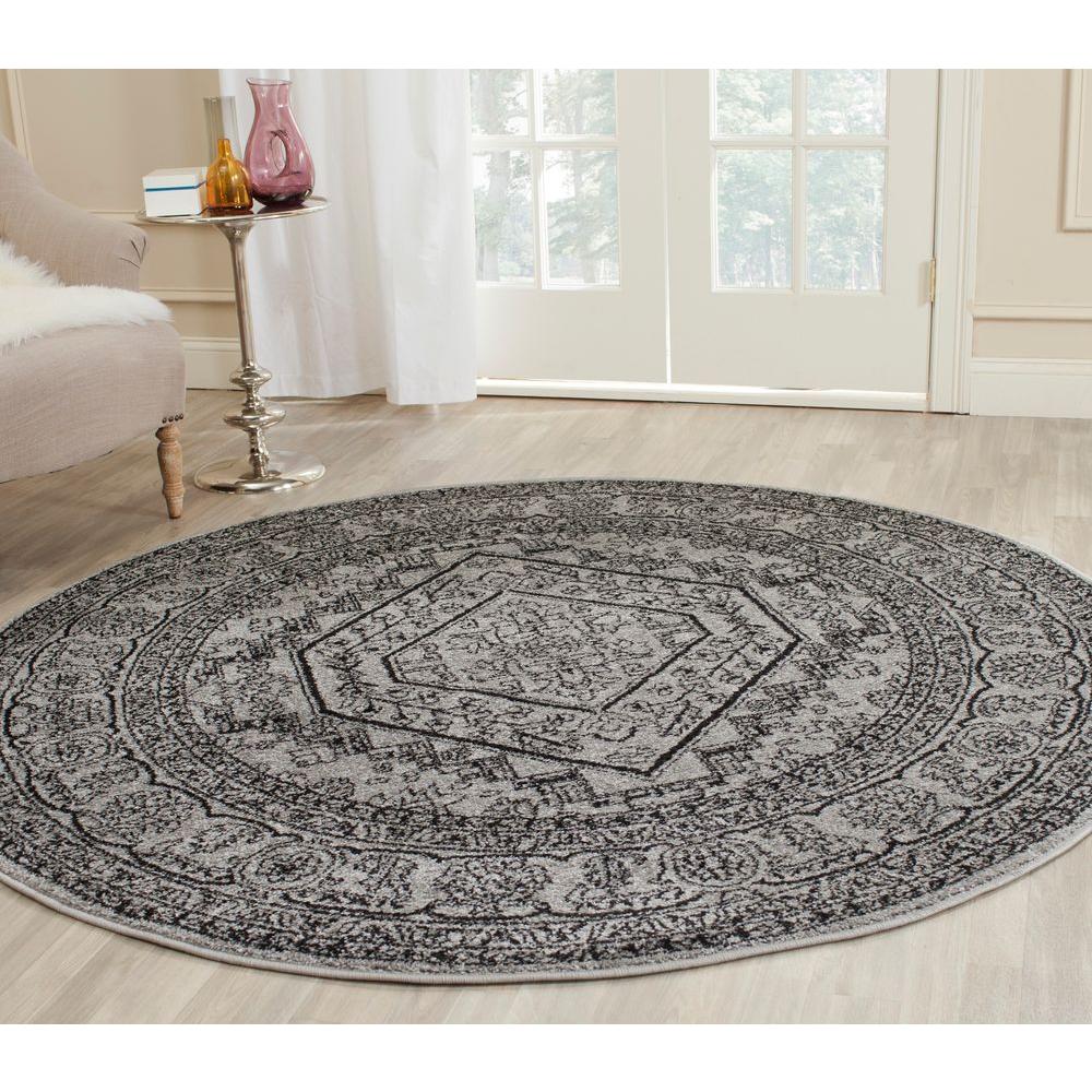 Safavieh Adirondack Silver/Black 4 ft. x 4 ft. Round Area Rug-ADR108A ...