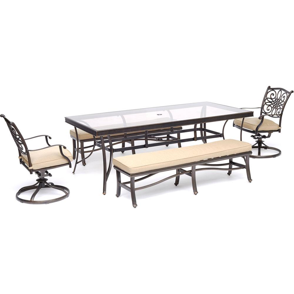 Hanover Traditions 5-Piece Aluminum Outdoor Dining Set with Tan ...
