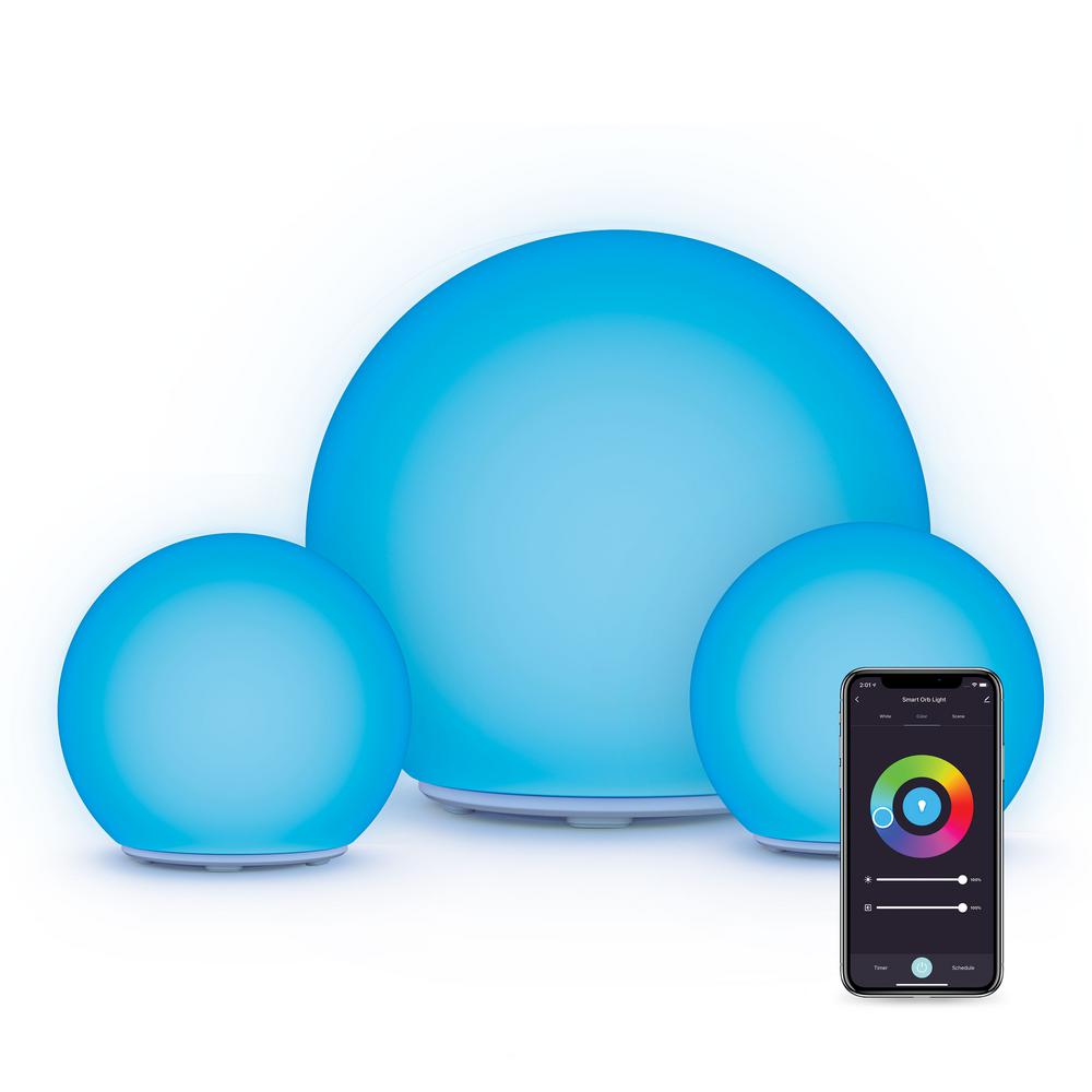 atomi smart Smart Wi-Fi Portable LED Orb 7 in. Multi-Color Lamp with ...