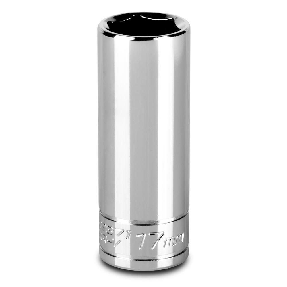 Husky 1/2 in. Drive 17 mm 12-Point Metric Deep Socket-H2D12P17MM - The ...