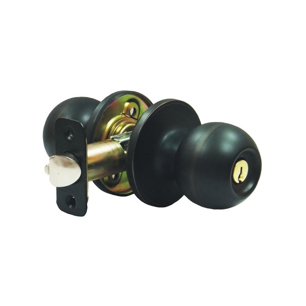 Faultless 3/8 in. x 2-3/4 in. Aged Bronze Ball Storeroom Door Knob ...