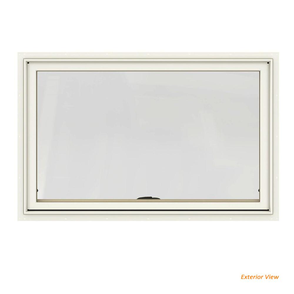 JELD-WEN 48 in. x 30 in. W-2500 Series Painted Cream Clad Wood Awning ...