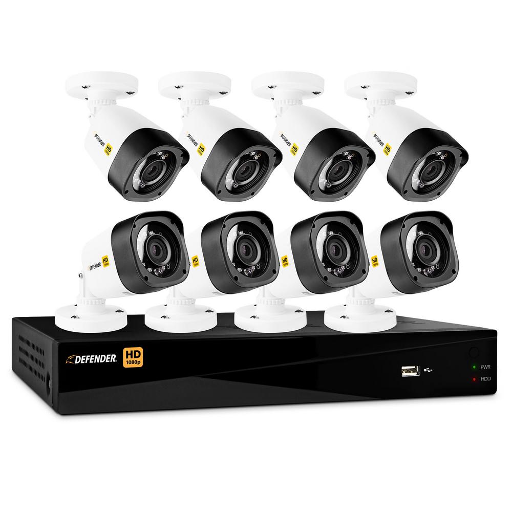 Defender 16-Channel HD 1080p 2TB DVR Security System and 8 Bullet ...