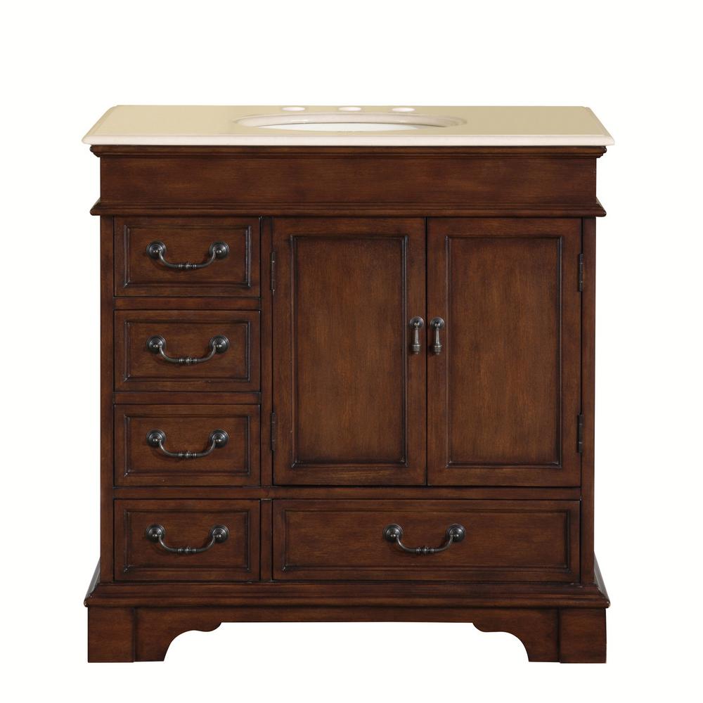 Silkroad Exclusive 48 in. W x 22 in. D Vanity in English Chestnut with ...