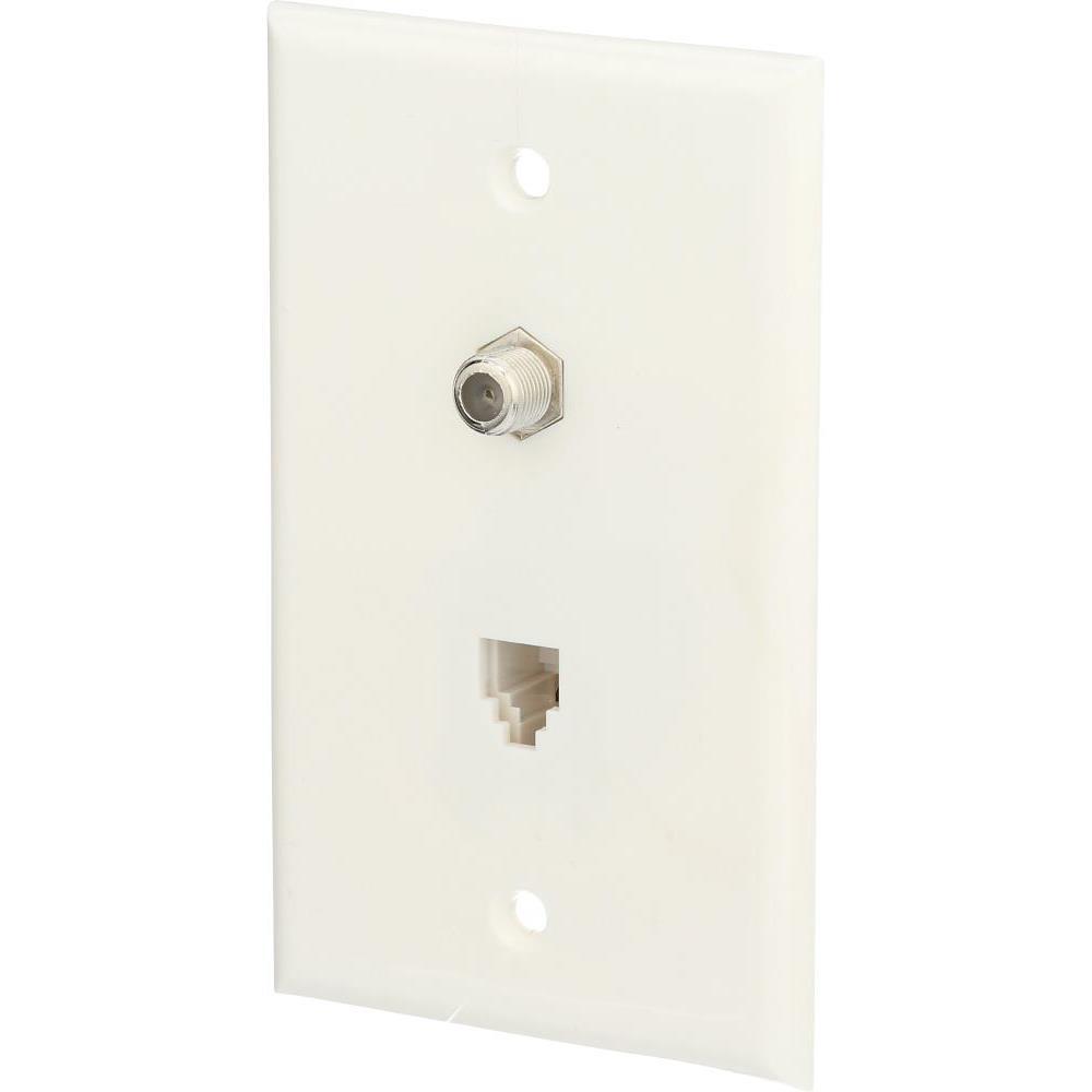 Zenith Coaxial Cable/Phone Wall Jack, White-TW1002CPW - The Home Depot