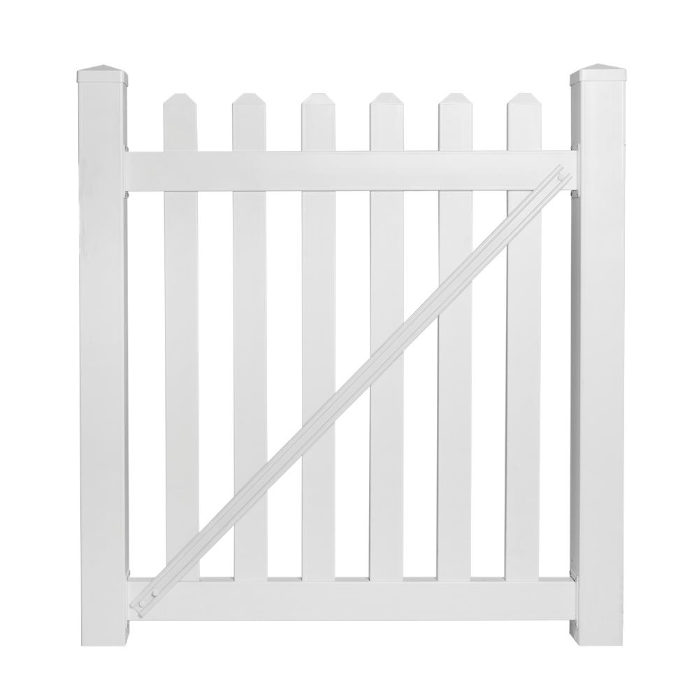 Weatherables Chelsea 5 ft. W x 3 ft. H White Vinyl Picket Fence Gate ...