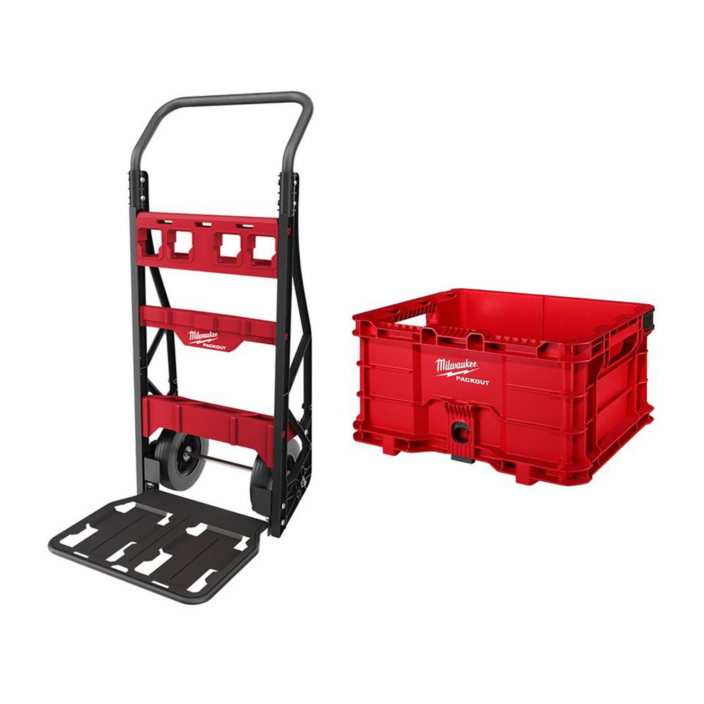Milwaukee PACKOUT 20 in. 2-Wheel Utility Cart & M18 FUEL PACKOUT 18 ...