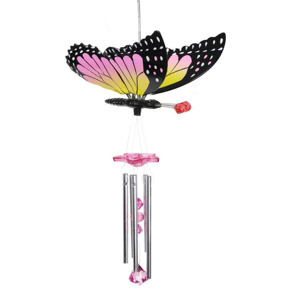 Exhart WindyWing Pink and Yellow Butterfly Plastic Wind Chimes-40142 ...