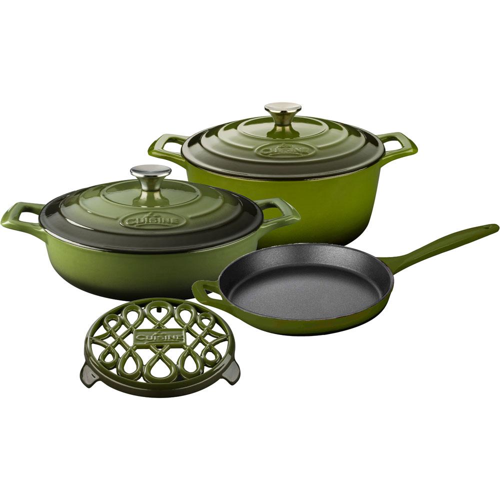 La Cuisine 6-Piece Enameled Cast Iron Cookware Set with Saute, Skillet ...