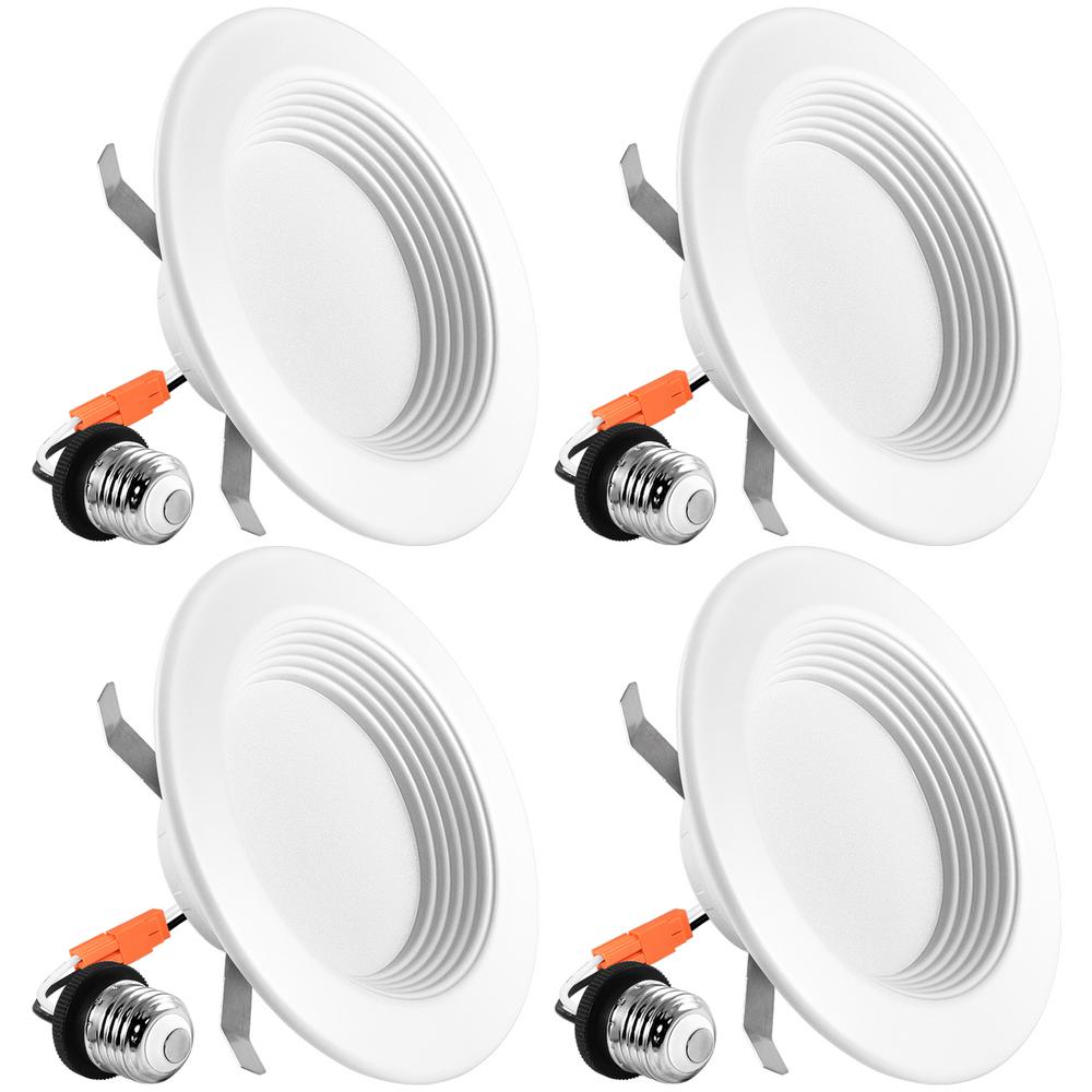 Luxrite 4 in. 750 Lumens Damp Rated Retrofit LED Recessed Can Light ...