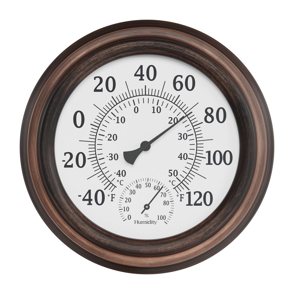 Pure Garden 8 in. Indoor/Outdoor Wall Thermometer and Hygrometer Gauge ...