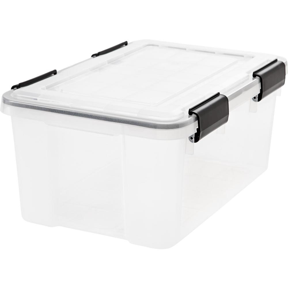 Iris 41 Qt Weathertight Storage Box In Clear 110500 The Home Depot