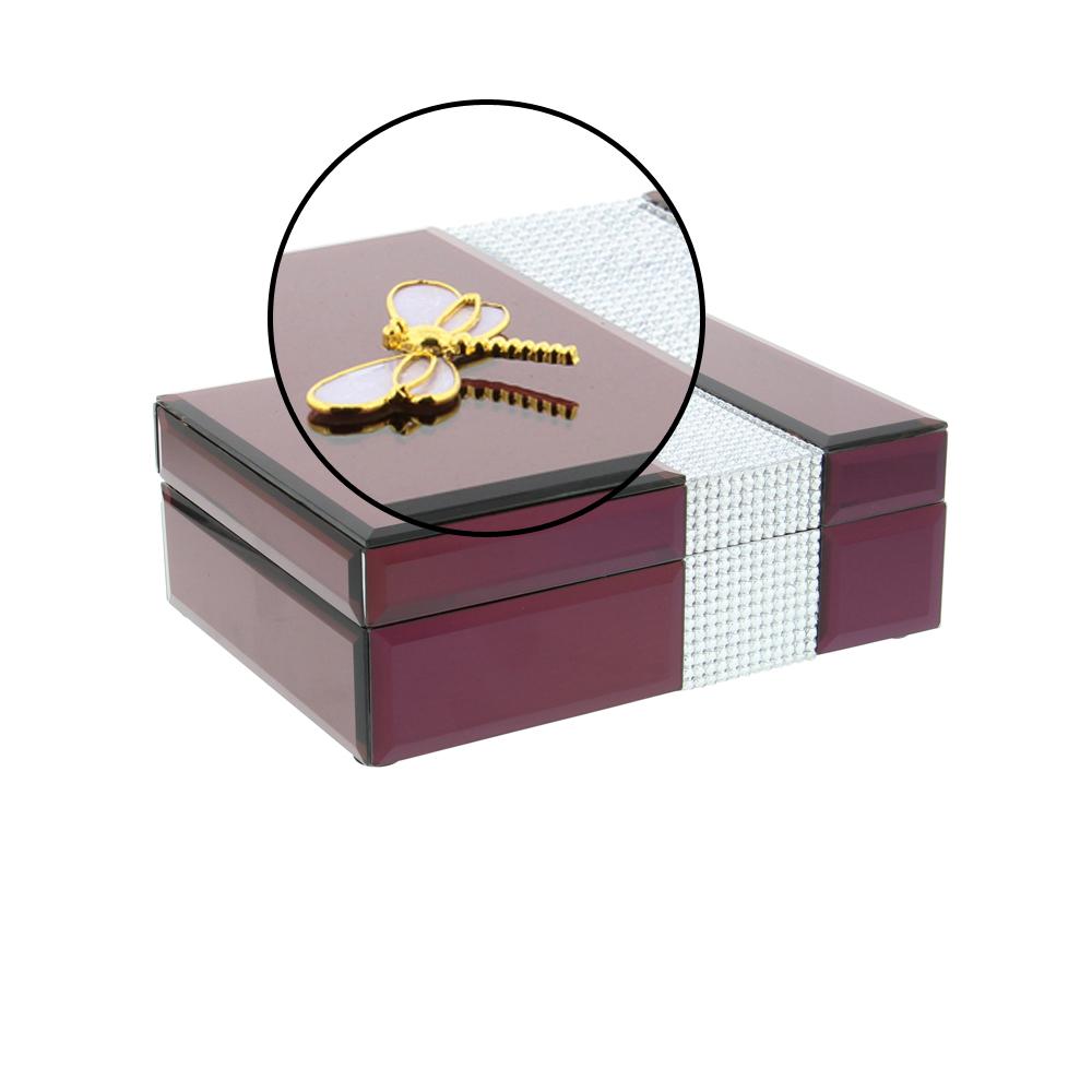 Litton Lane Jewelry Box with Gold Dragonfly Sculpture in Maroon 35742 ...