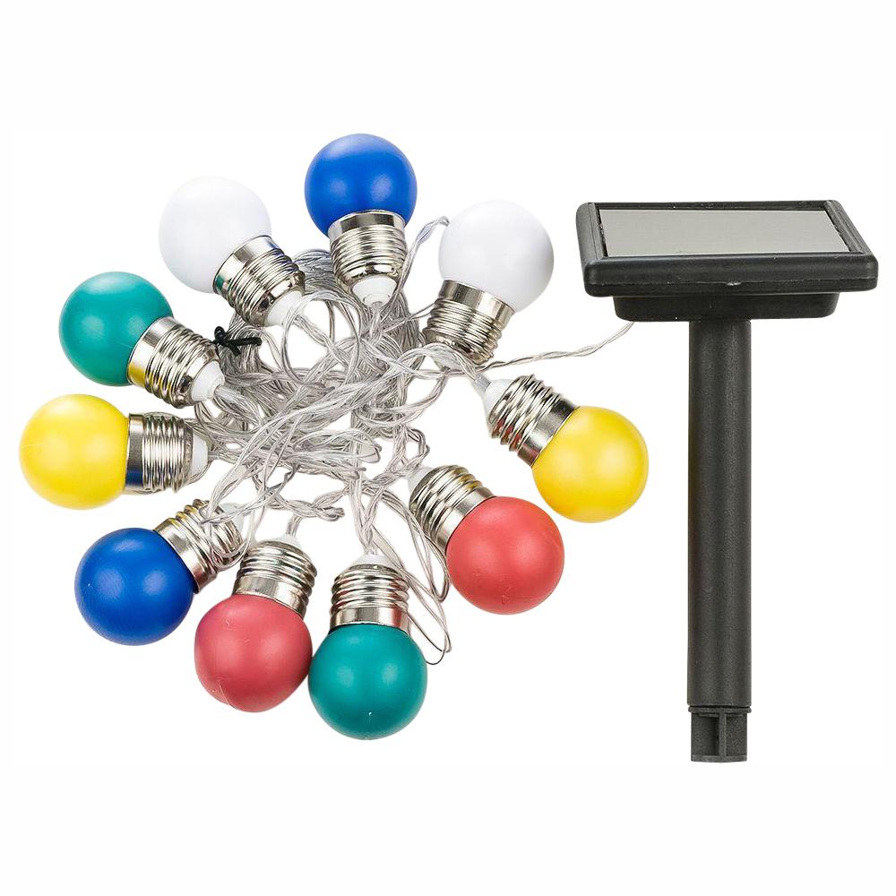 Hampton Bay 10-Light 225 in. Solar Integrated LED Assorted Color Round ...