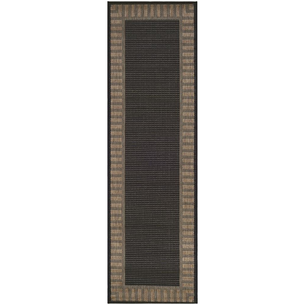 Couristan Recife Wicker Stitch Black-Cocoa 2 ft. x 8 ft. Indoor/Outdoor ...