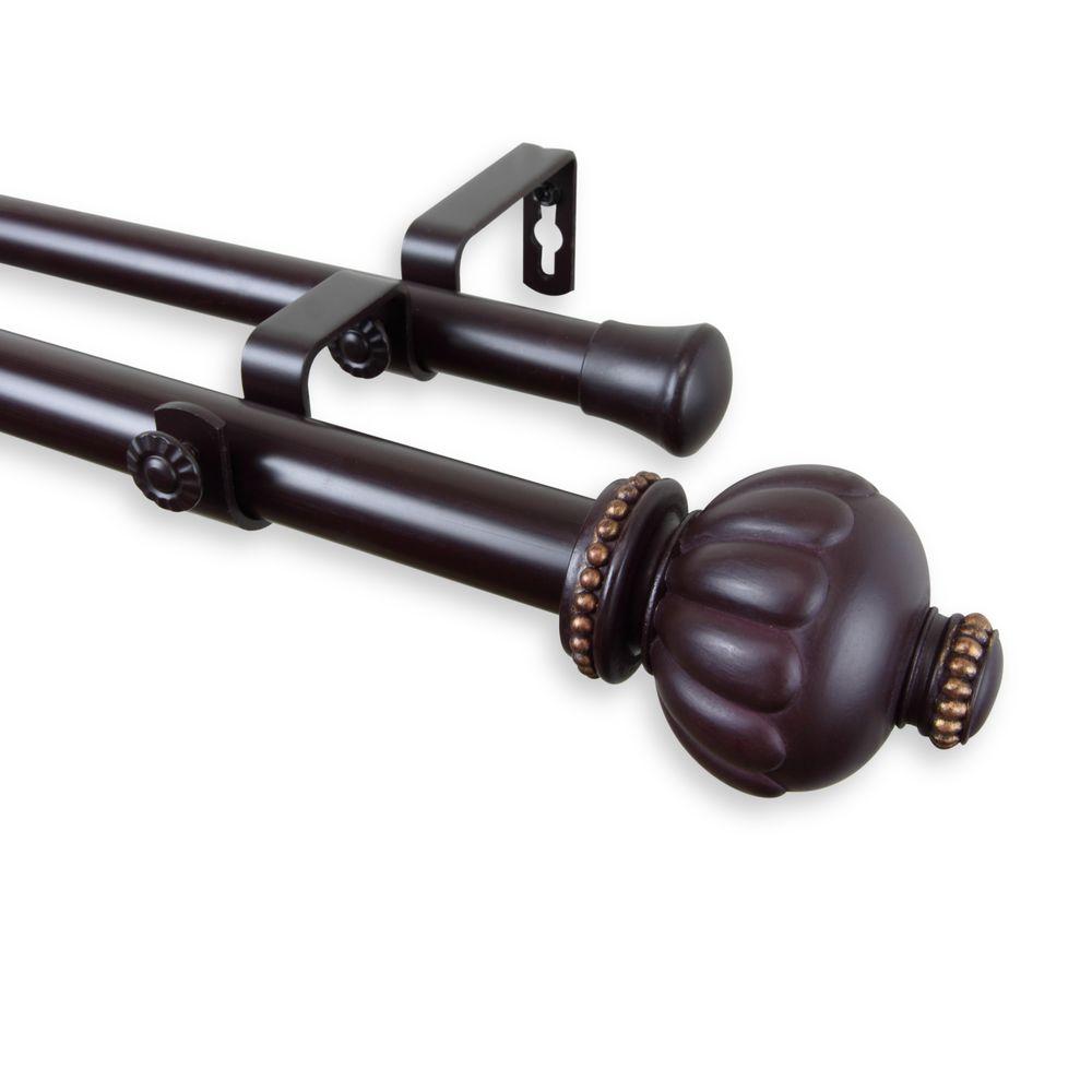 Rod Desyne 120 in. - 170 in. Telescoping 1 in. Double Curtain Rod Kit ...