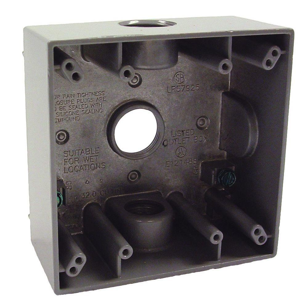 BELL 2 Gang Weatherproof Box With Three 3 4 In Outlets 5341 0B The BELL 2 Gang Weatherproof Box With Three 3 4 In Outlets 5341 0B The