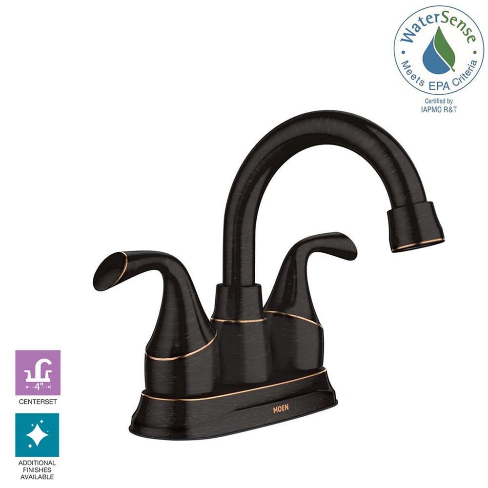MOEN Idora 4 in. Centerset 2-Handle Bathroom Faucet in Mediterranean ...