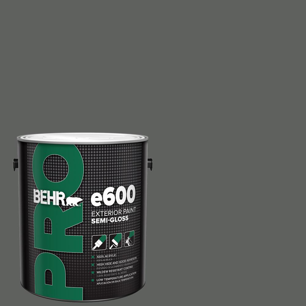 BEHR PRO 1 gal. #N460-6 Hematite Semi-Gloss Acrylic Exterior Paint ...