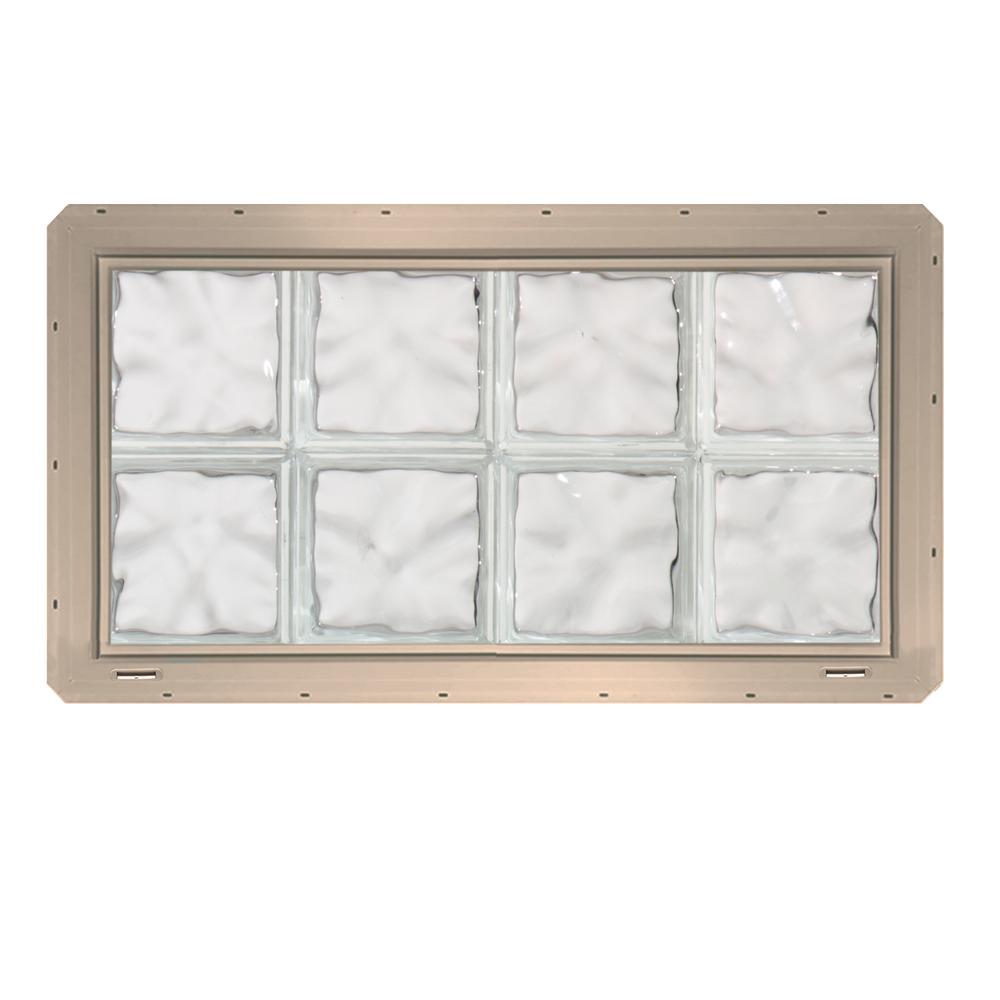CrystaLok 31.75 in. x 16.75 in. x 3.25 in. Wave Pattern Glass Block ...